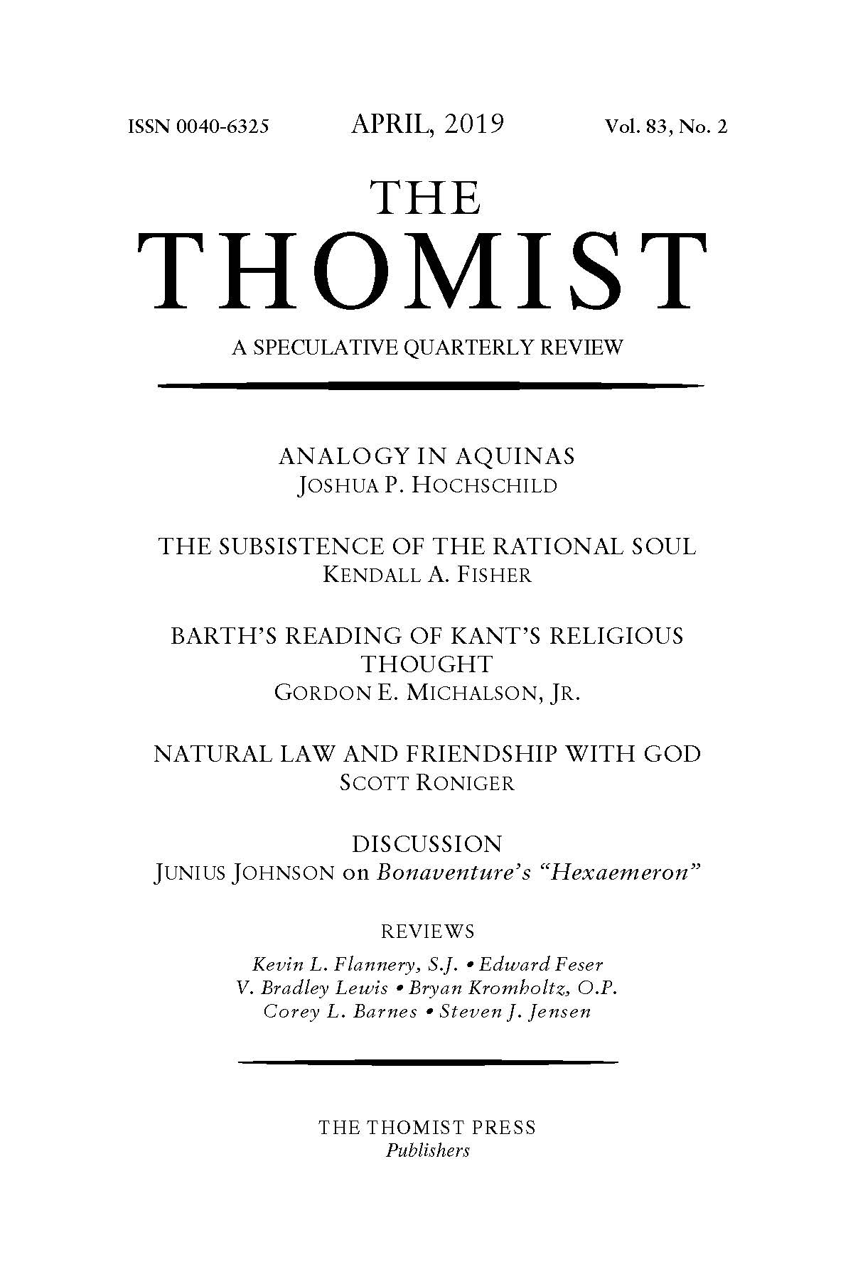 The Thomist - Catholic University of America Press