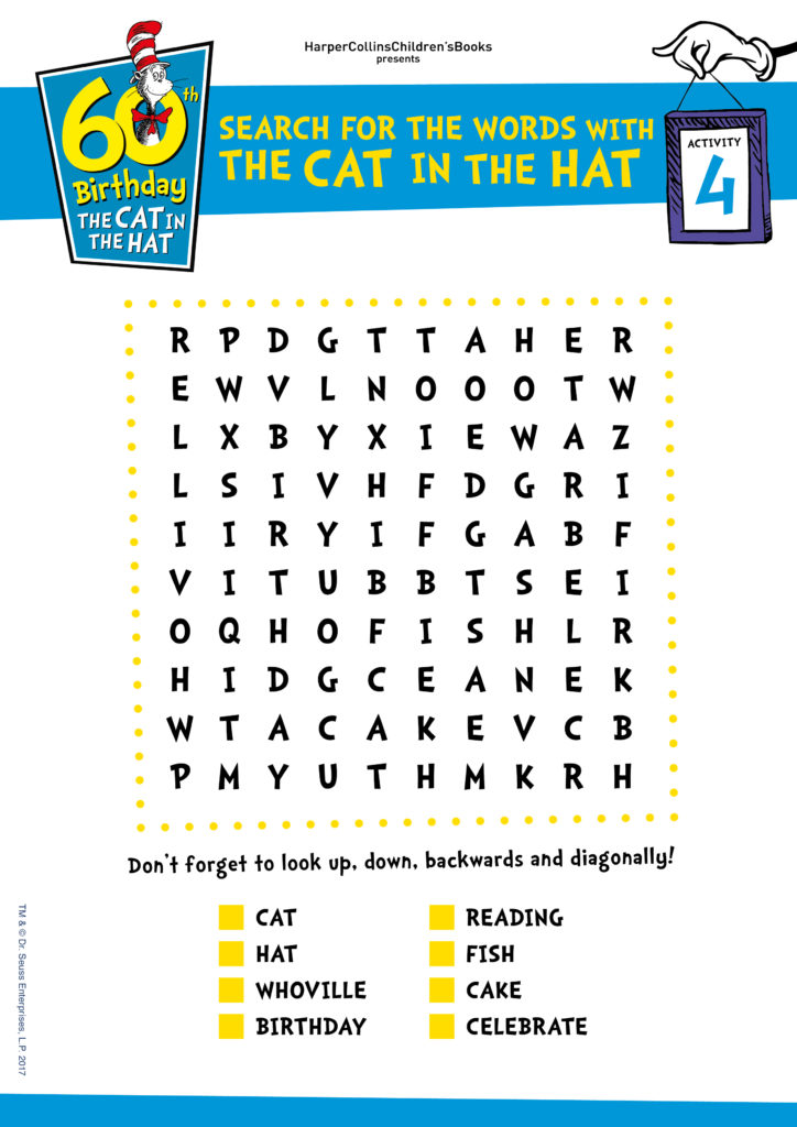 The Cat in the Hat 60th Birthday Activity Sheets - HarperCollins ...
