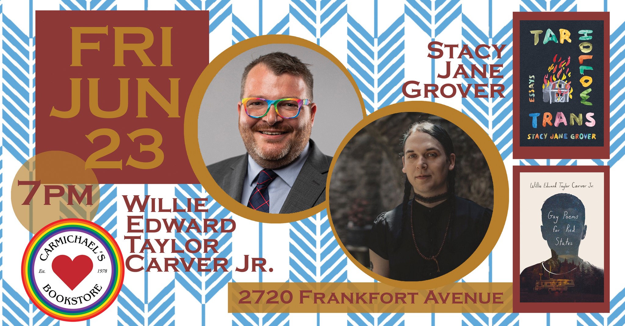 Willie Carver signing "Gay Poems for Red States" and Stacy Jane Grover ...