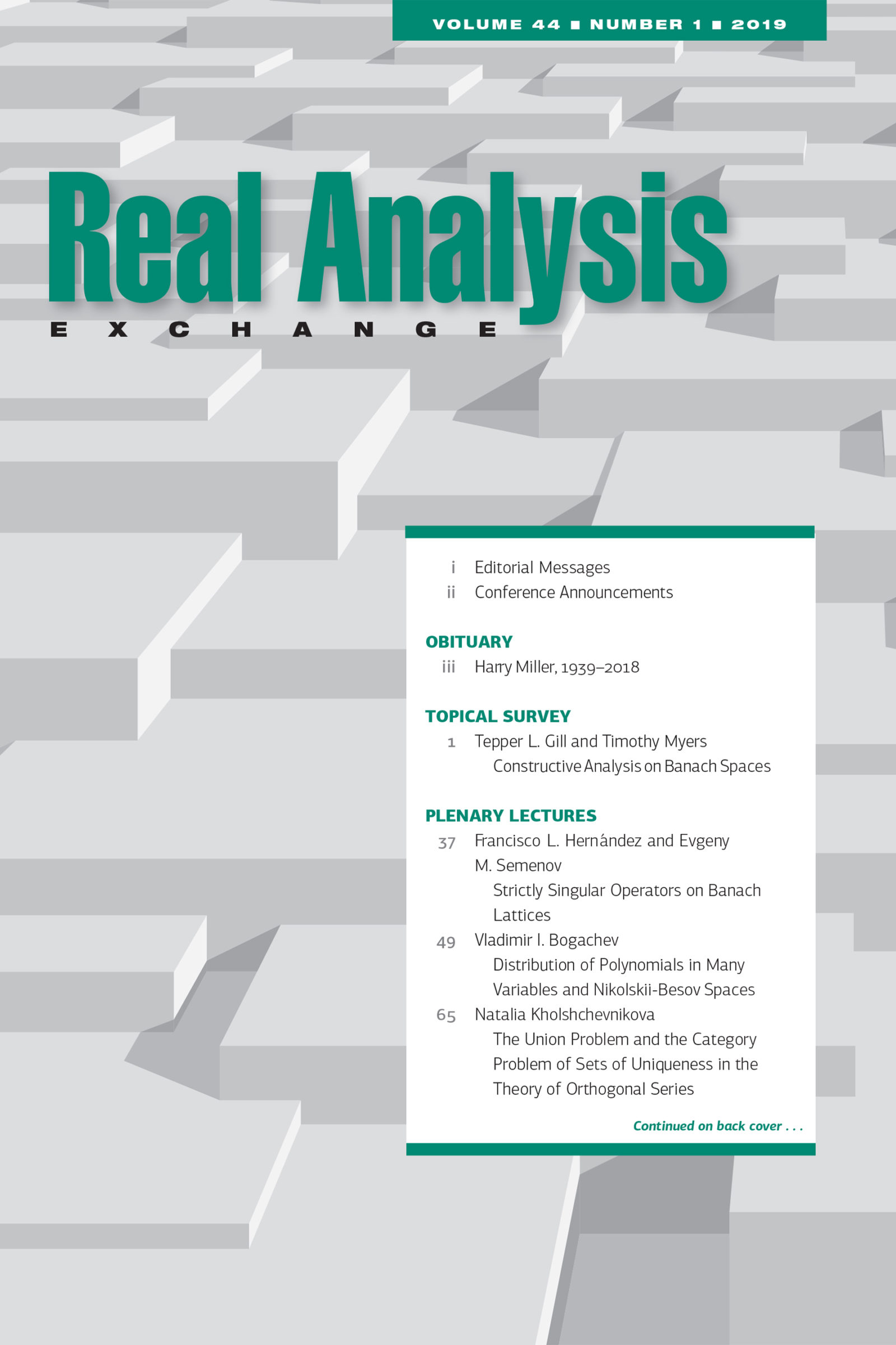 Real Analysis Exchange - Michigan State University