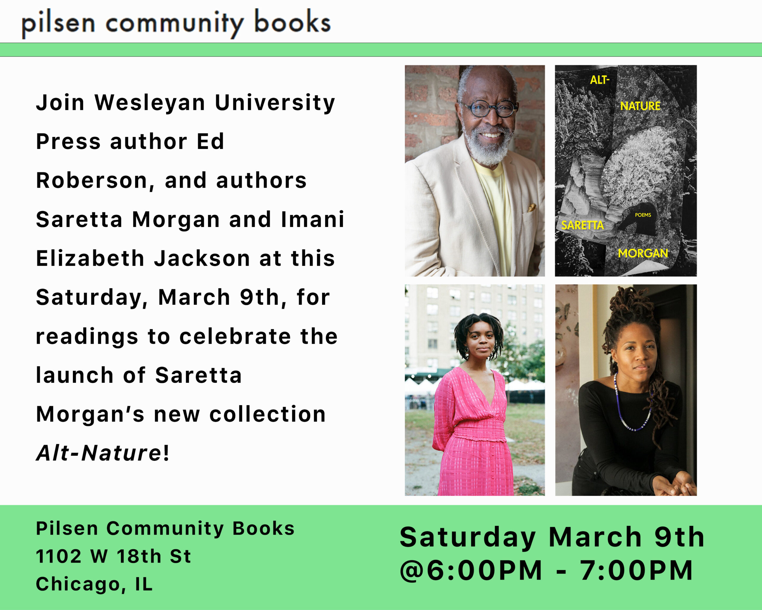 Pilsen Community Books: Saretta Morgan, Imani Elizabeth Jackson, and Ed ...